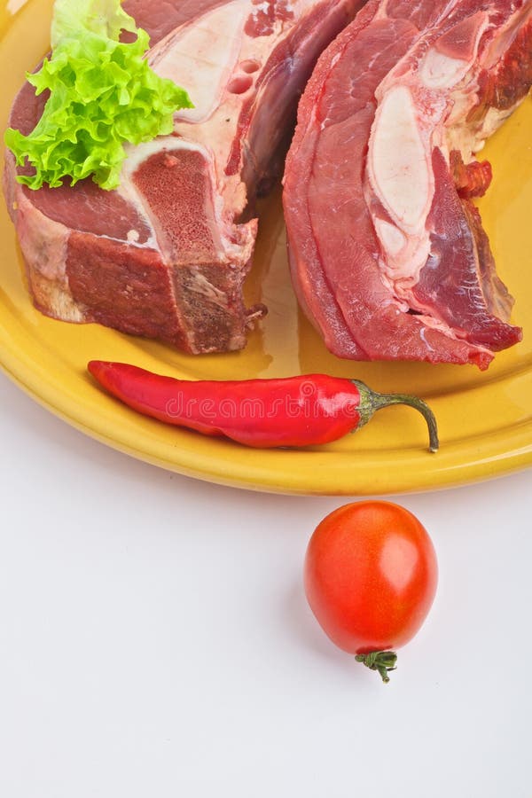 Raw Meat on a Plate for Cooking on the Grill Stock Photo - Image of ...