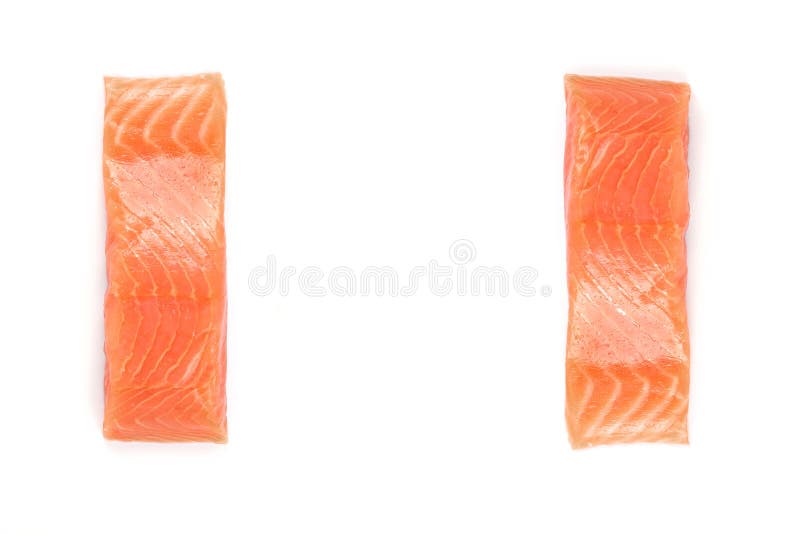 Two Pieces of Red Fish Isolated on a White Background Stock Image ...