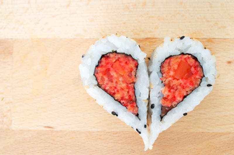 Two Pieces of Sushi Forming the Heart Shape Stock Image - Image of ...