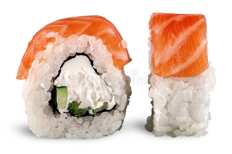 Two Pieces of Sushi Roll of Philadelphia Stock Image - Image of roll ...