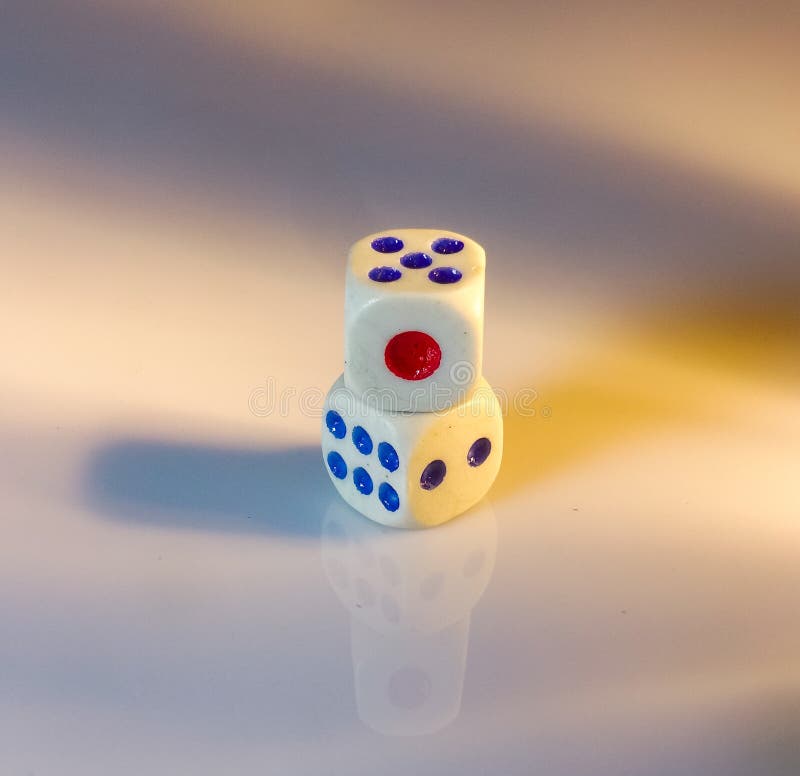 Two Pieces of White Dice on the Table Stock Photo - Image of isolated ...
