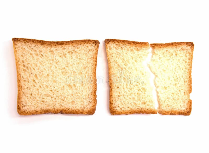 Two Pieces of White Toast Bread are on a White Background Stock Photo ...