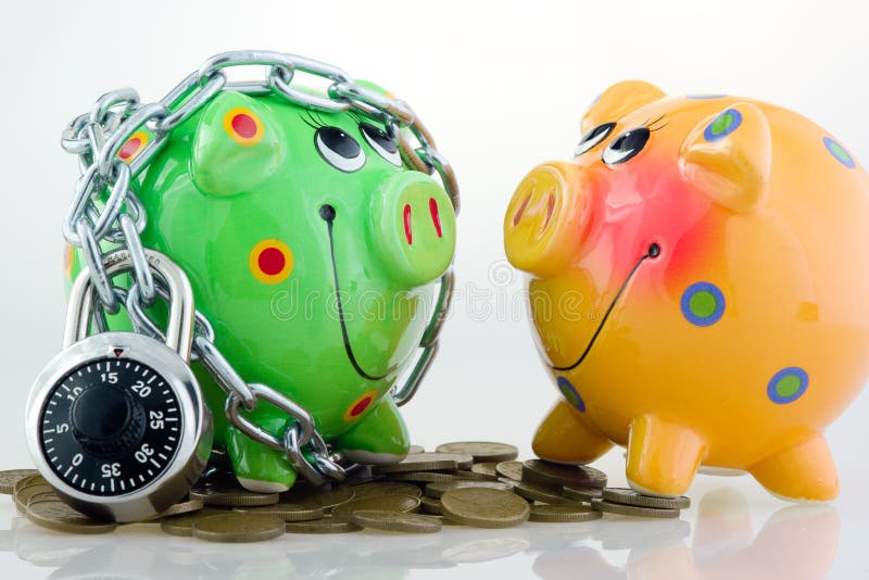 Two piggy banks stock photo. Image of save, pair, pennies - 5823534