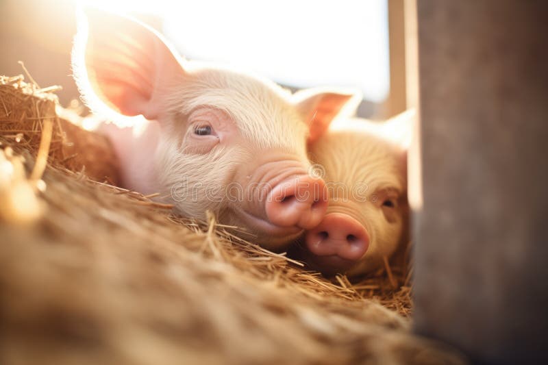 Two Piglets Cuddling in Sunlight Stock Image - Image of animals, farm ...