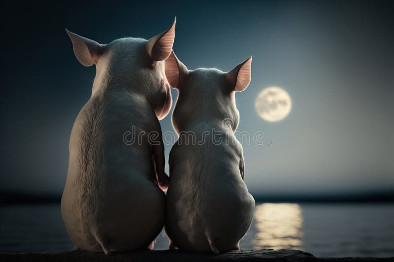 Two pigs in love stock illustration. Illustration of evening - 268111018