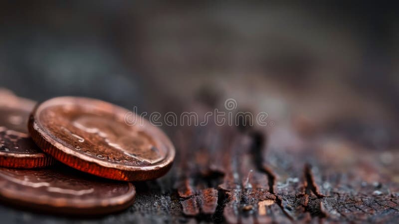 Two Piles of Coins on Separate Wooden Tables Stock Image - Image of ...