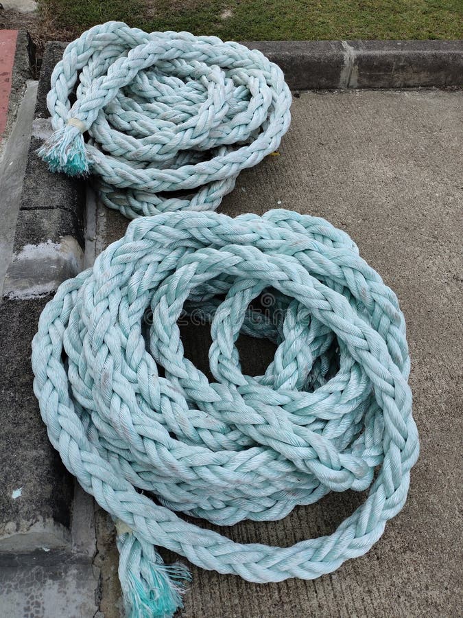 Two Piles of Ropes Lying on the Floor, Blue Rope Stock Image - Image of ...
