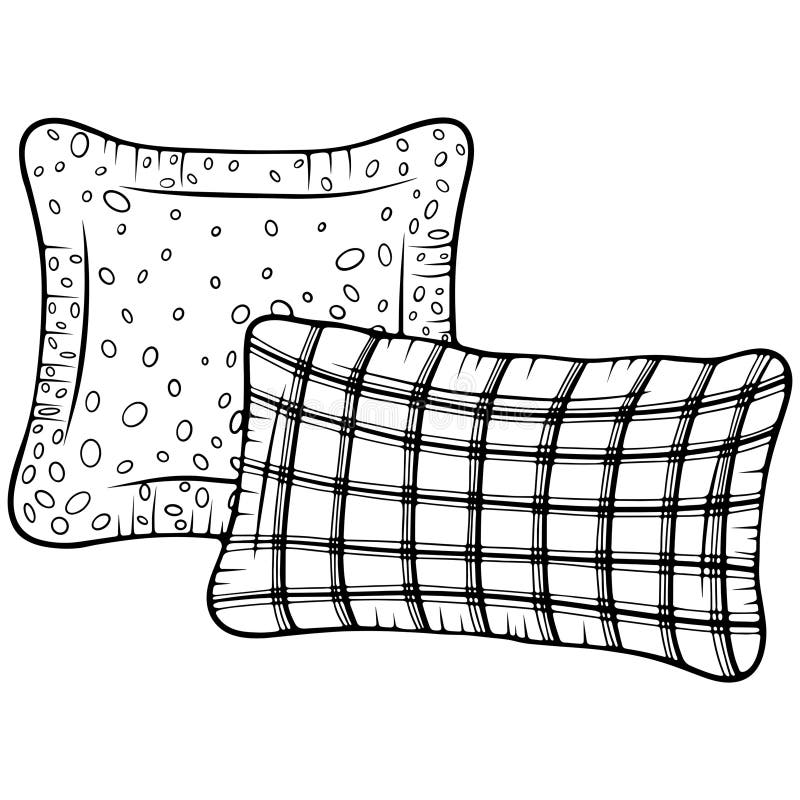Two pillows line art stock vector. Illustration of composition - 328832716