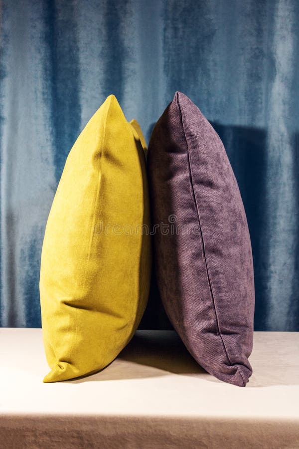 Two Pillows Standing Vertically Stock Image - Image of apartment ...