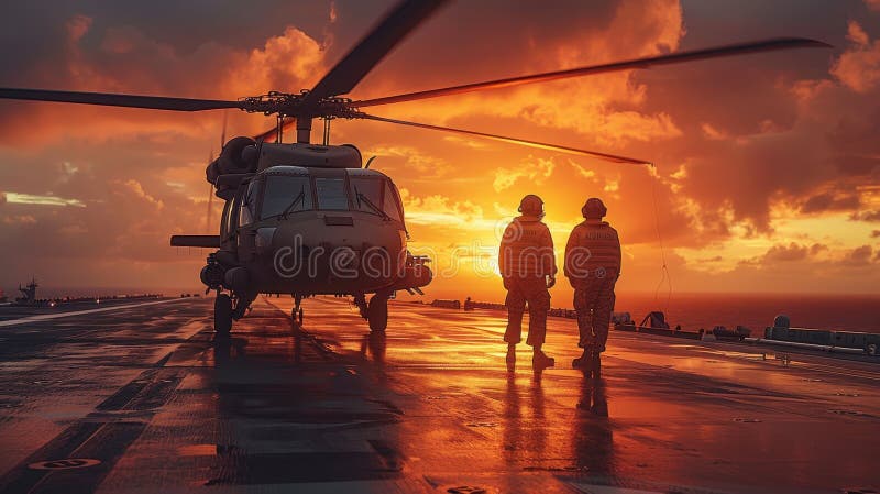 Two Pilots are Discussing a Flight Plan Against the Background of a ...