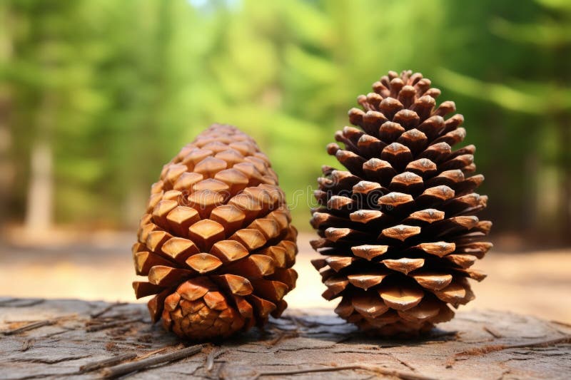 Two Pine Cones of the Same Size Stock Illustration - Illustration of ...