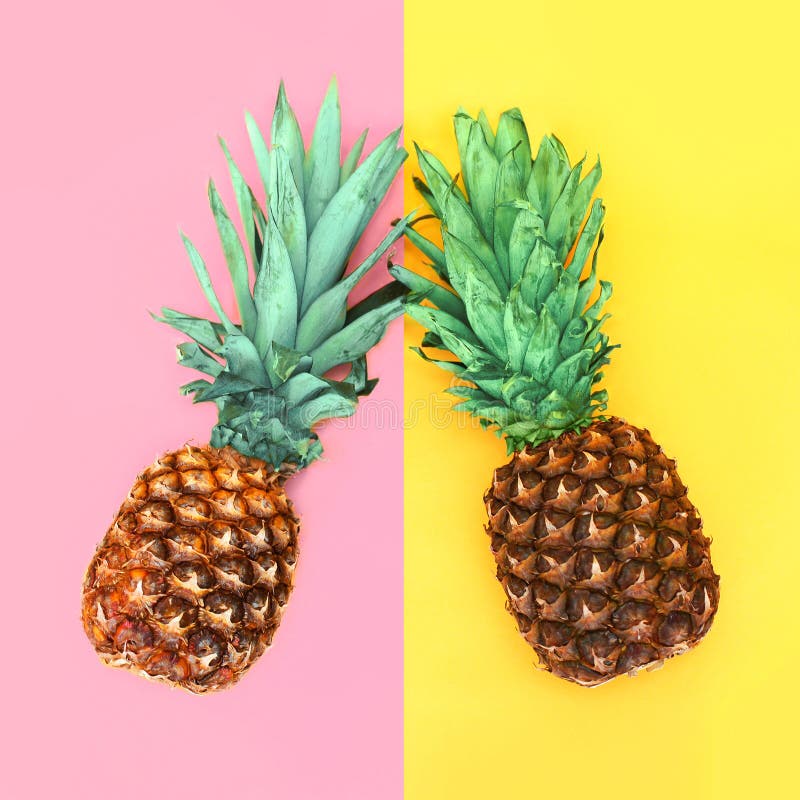 Two Pineapple Lying Colorful Background Ananas Stock Photos - Free ...