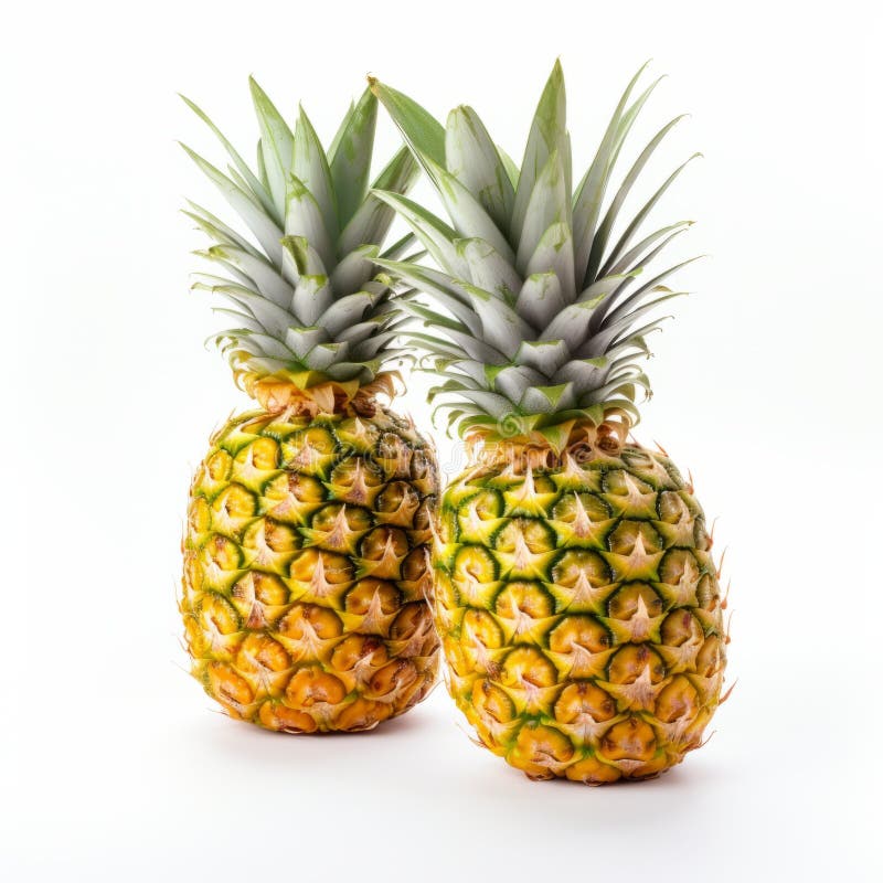 Bold Chromaticity: Two Pineapples in Close Proximity on White ...