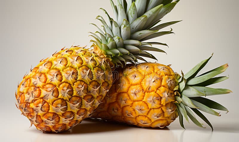 Two Pineapples Stacked stock photo. Image of white, fruit - 342269408
