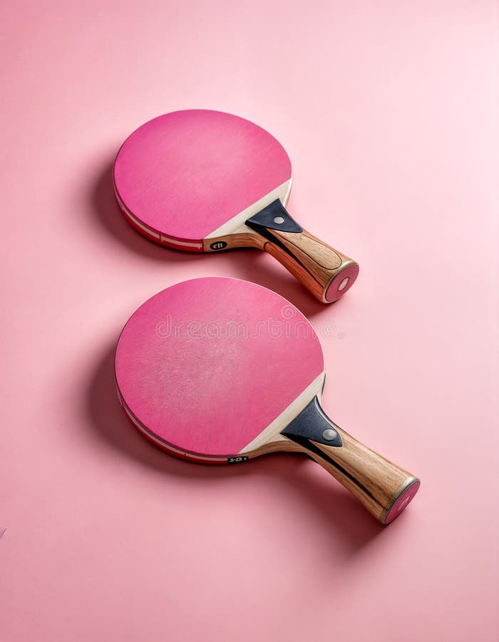 Two Ping Pong Paddles Resting on Pink Surface Stock Image - Image of ...