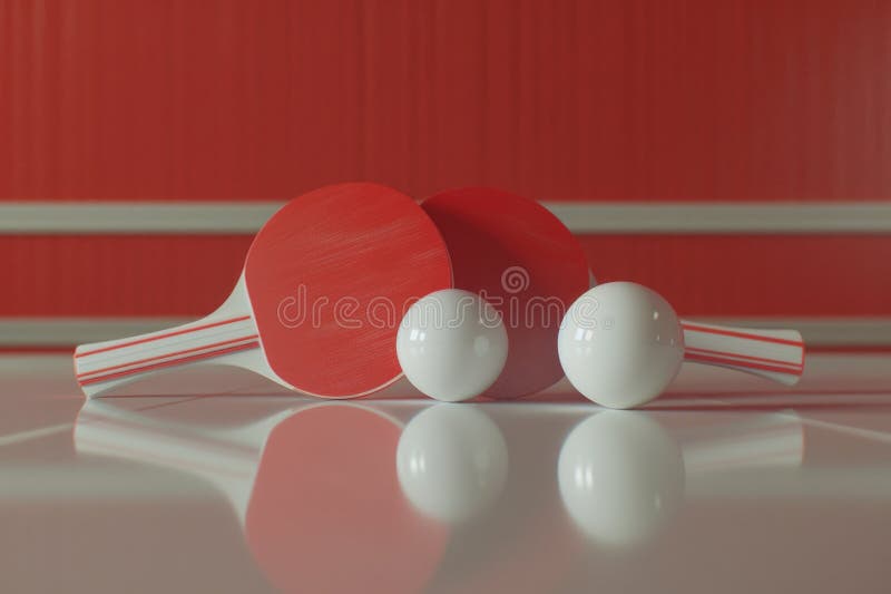 Two Ping Pong Paddles Resting on a Table, Ready for Play Stock Photo ...
