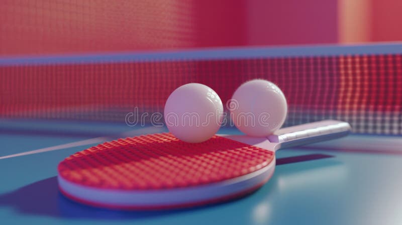 Two Ping Pong Paddles on a Table, Ready for Play Stock Photo - Image of ...