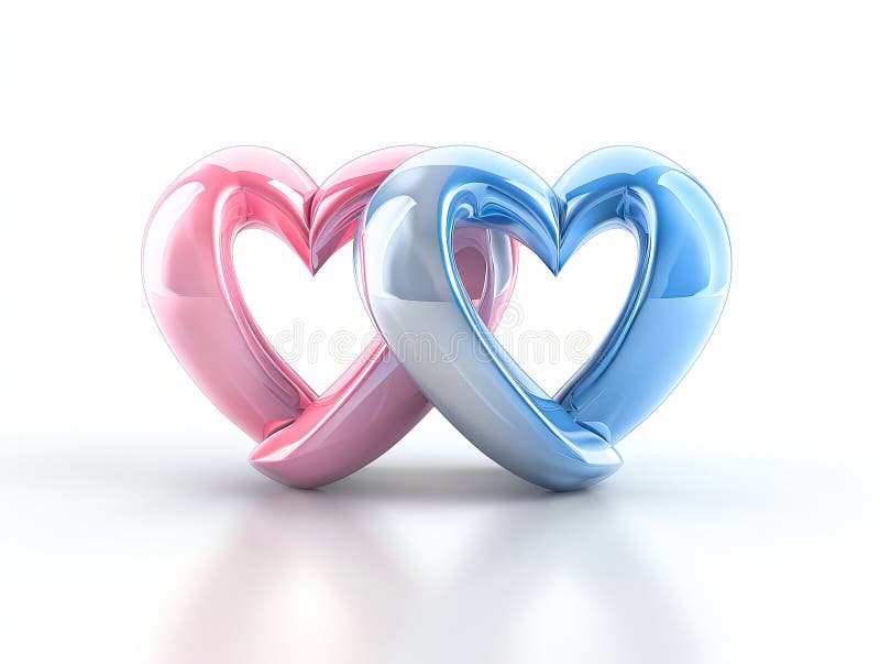 Two Pink and Blue Hearts on a White Background Stock Image - Image of ...