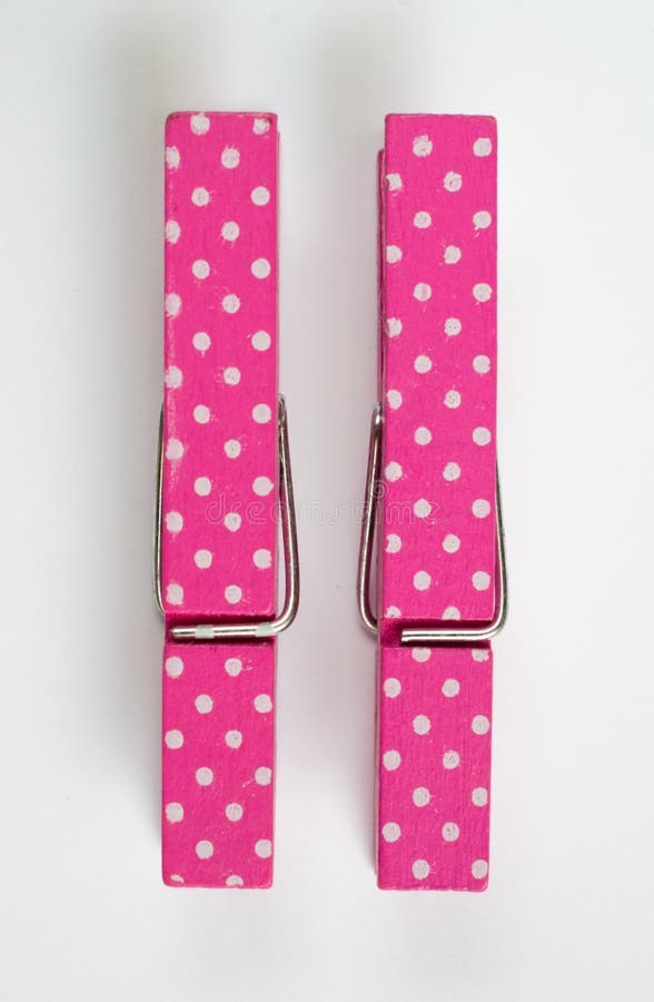Two Pink Clothes Pins with Fun Patterns Flipped Top View Stock Photo ...