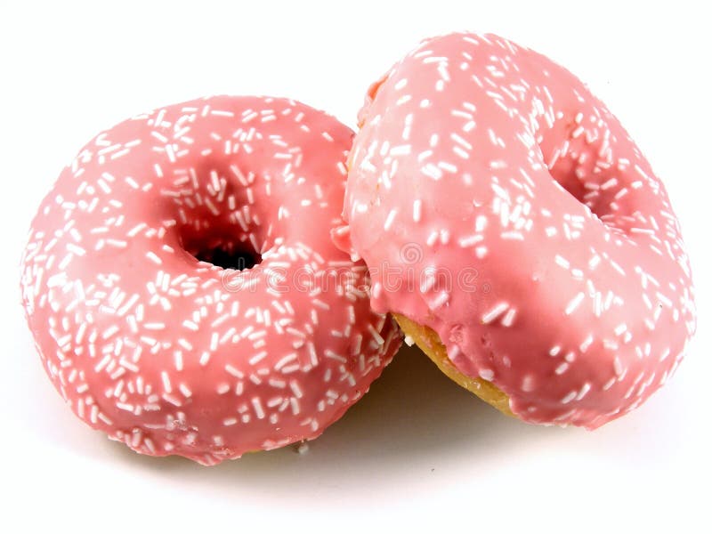 Two pink doughnuts stock photo. Image of brown, iced - 16907912