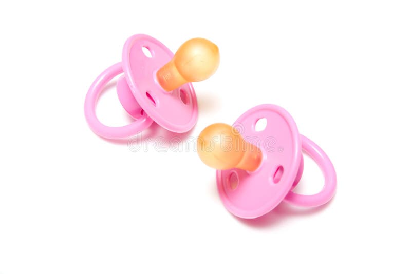 Two Pink Dummies or Pacifiers Stock Photo - Image of colorful, details ...