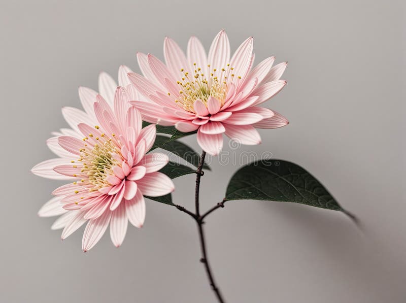Two Pink Flowers are on a Stem Stock Photo - Image of fresh, detail ...