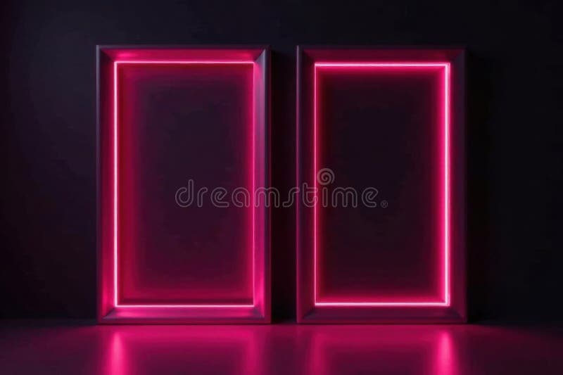 Two Pink Frames Against a Stark Black Backdrop , Photography, Border ...
