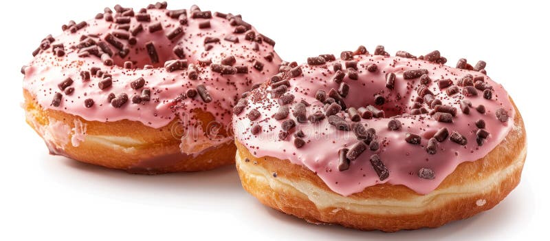 Two Pink Frosting Donuts with Chocolate Sprinkles Stock Photo - Image ...