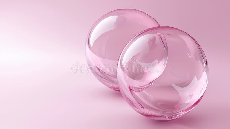 Two Pink Glass Spheres are Delicately Positioned on a Subtle Pink ...