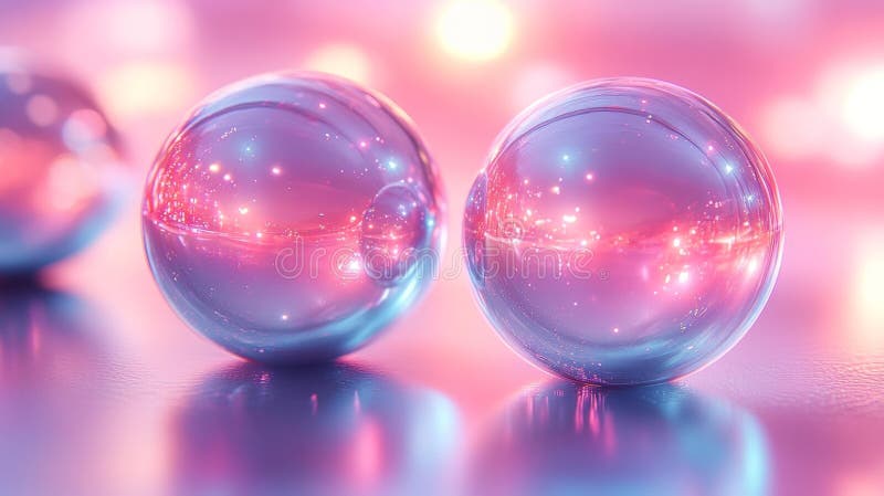 Glowing Pink Spheres with Reflective Surfaces in Abstract Setting Stock ...
