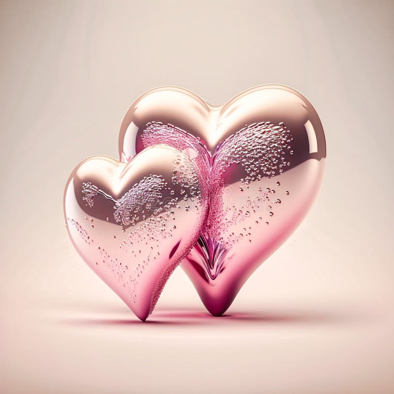 Two Pink Hearts with Beautiful Shiny Texture Detail, Generative AI ...