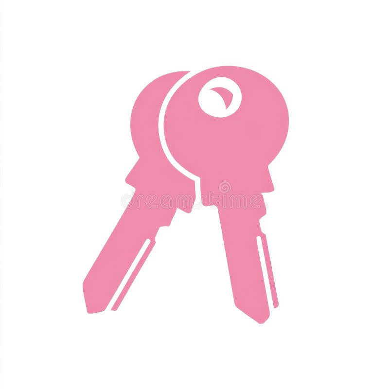 Two Pink Keys on White Background Minimalist Design Stock Illustration ...