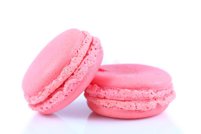 Two Pink Macaroons Isolated on White Stock Image - Image of confection ...