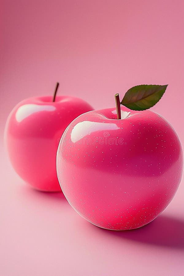 Two Pink Pastel Colored Apples. Generative Ai Stock Image - Image of ...