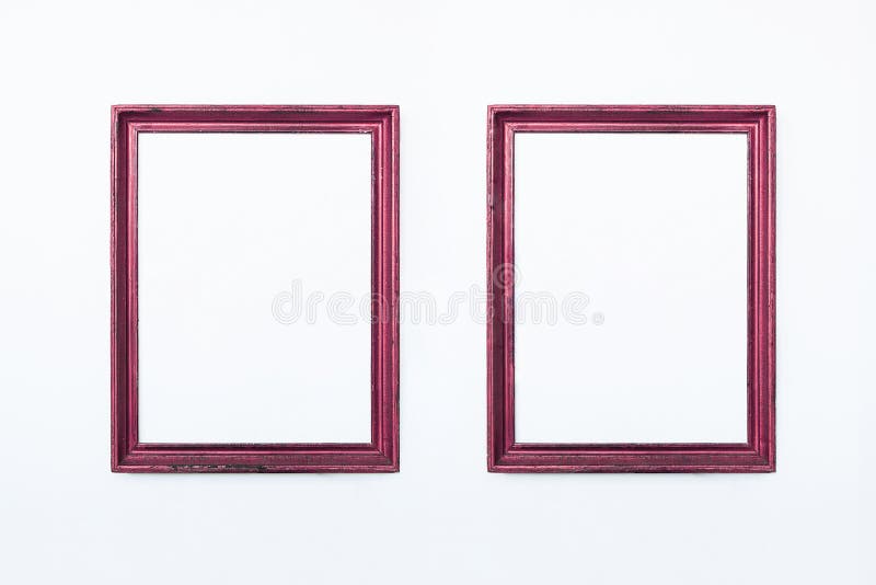 Two Pink Rectangular Frames for Painting or Picture on White Background ...
