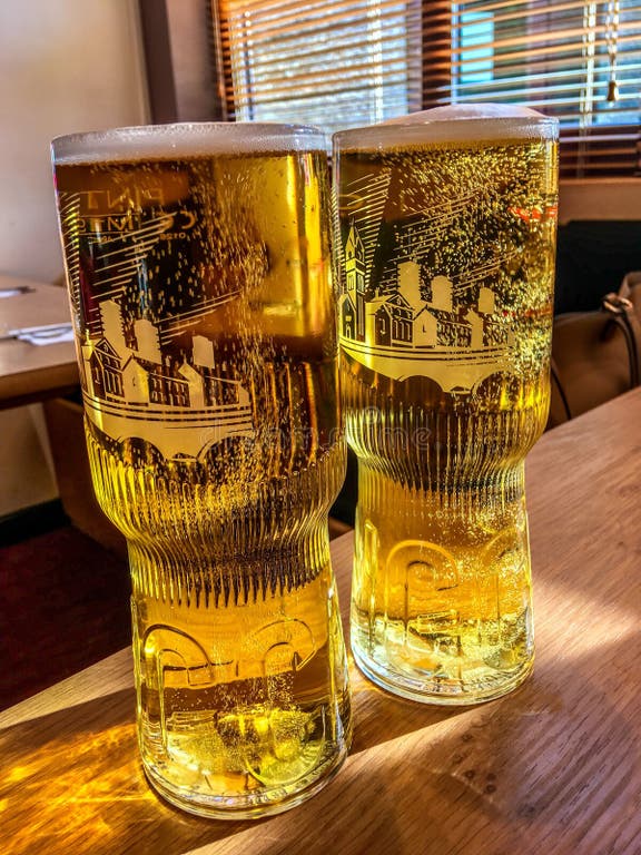 Two pints of crisp lager stock image. Image of sweet - 149321943