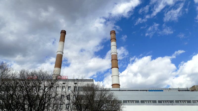 Two Pipe Heating Plant on the Background of the Stock Video - Video of ...