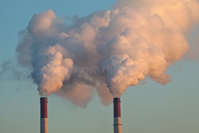 Industrial Smoke from Chimney on Cloudy Sky Stock Image - Image of ...