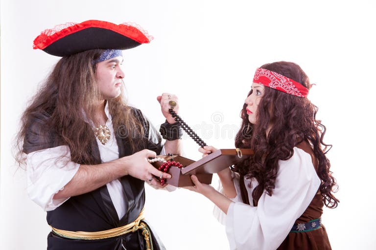 Two Pirates Fighting for Box of Tresure Stock Image - Image of ...