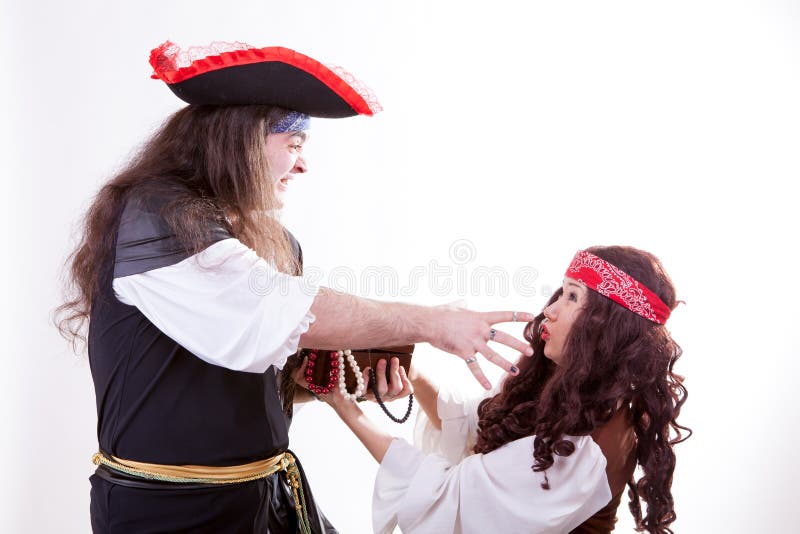 Two Pirates Fighting for Box of Tresure Stock Photo - Image of person ...