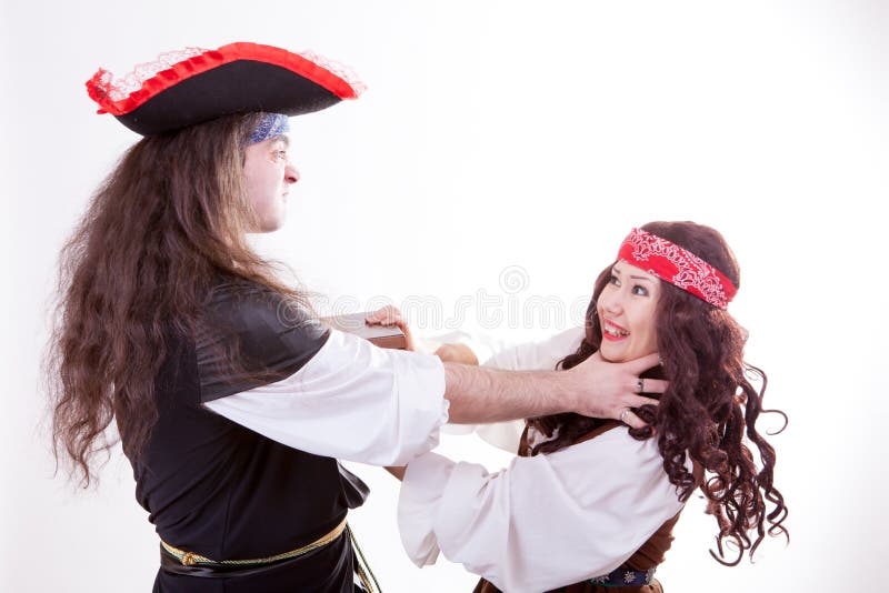 Two Pirates Fighting for Box of Tresure Stock Image - Image of jack ...