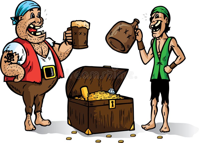 Two Pirates with Treasure. Part of a Series Stock Vector - Illustration ...