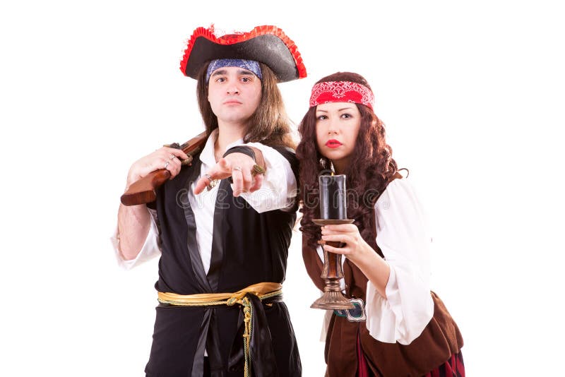 Two Pirates on White Background Stock Photo - Image of halloween ...