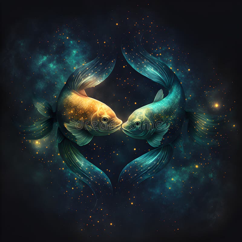 Two Pisces Horoscope Sign stock illustration. Illustration of star ...