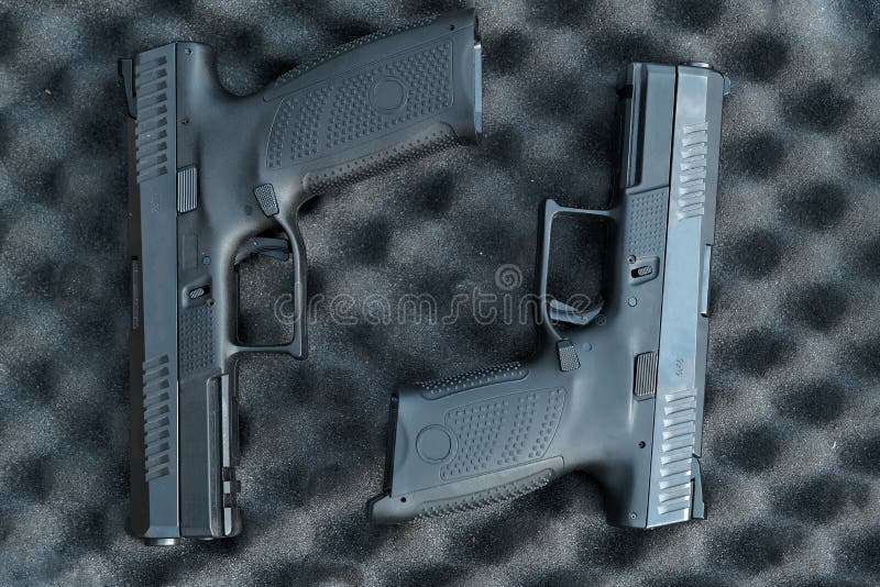 Two Pistols Close-up. 9 Millimeters. Military Weapon Stock Image ...