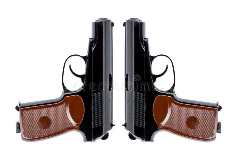 Two Pistols Symmetrically Directed Down the Trunks Stock Photo - Image ...