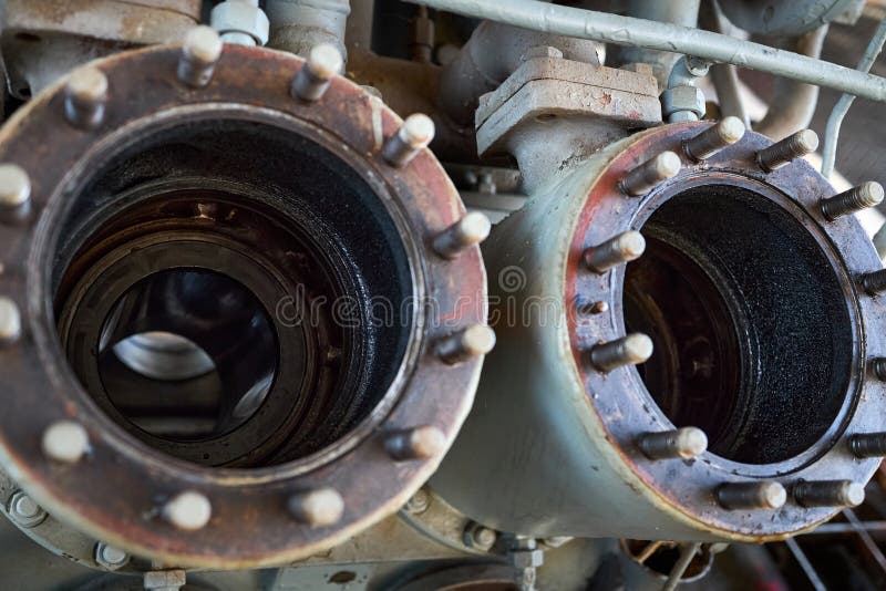 Two Piston Cylinder Chambers of Four Piston Reciprocating Faded Old ...