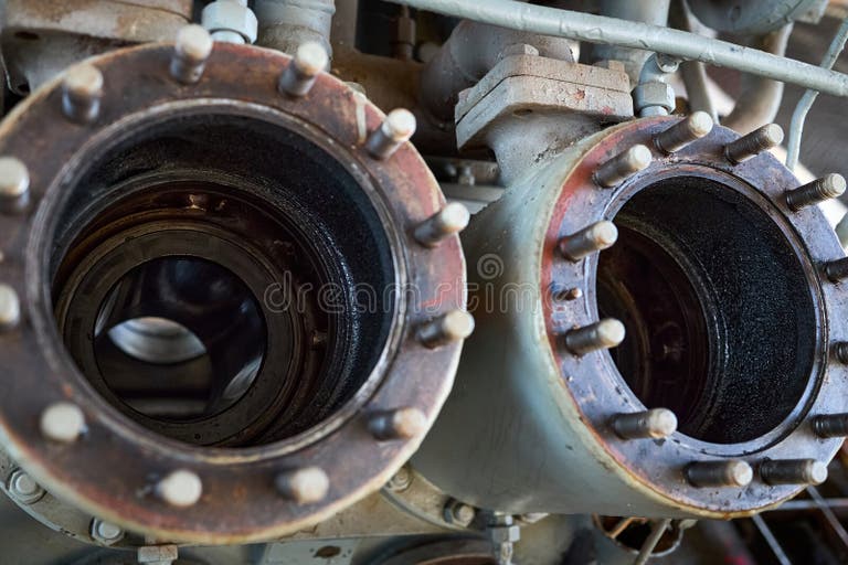 Two Piston Cylinder Chambers of Four Piston Reciprocating Faded Old ...