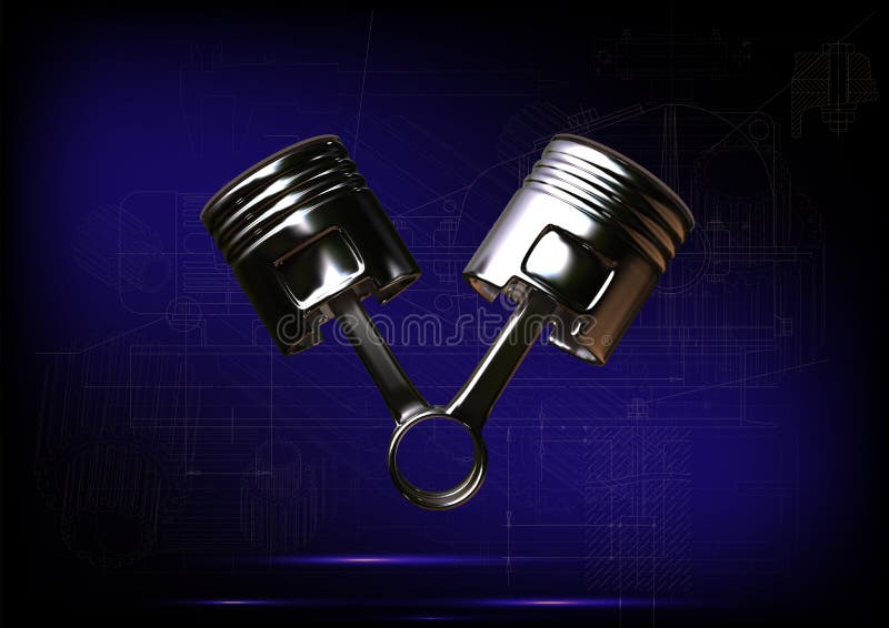 Two pistons on a blue stock illustration. Illustration of plug - 92208243