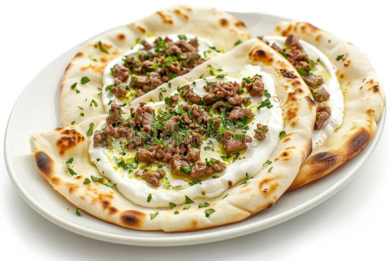 Two Pita Breads Sit Atop a White Plate, Ready for Use Stock Image ...